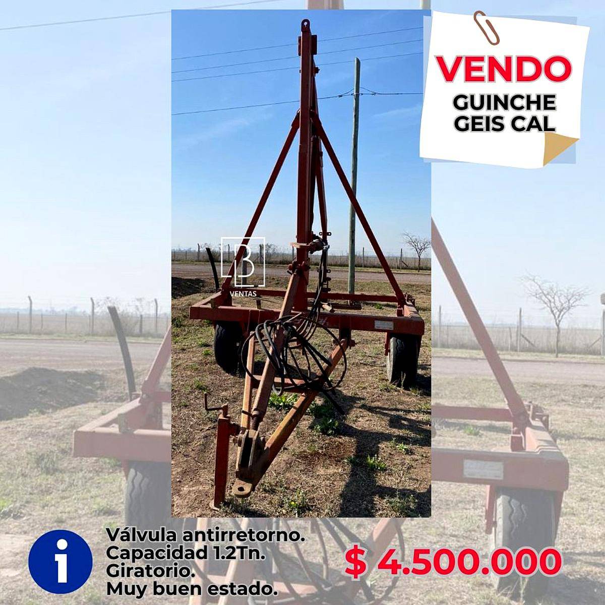 Guinche Giratorio para BIG BAC Geis CAL - $ 4.500.000 - Agroads