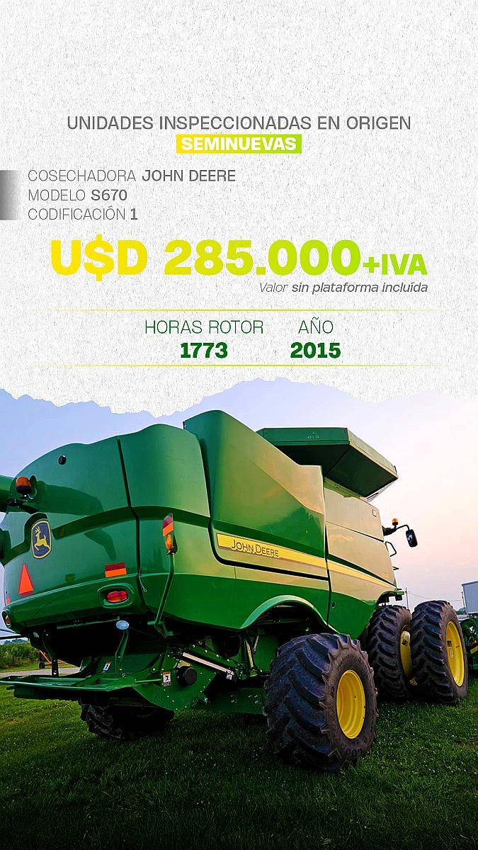 John Deere S 670 DD PRO Drive año 2015 - Año: 2015 - Agroads (cod: 1045907)