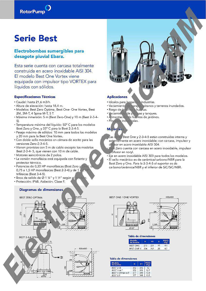 Bomba Ebara Best Zero Optima - 0,33 HP - Monofásica - Agroads