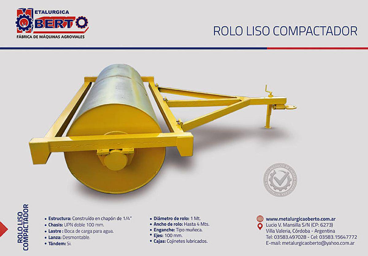 Rolo Liso Compactador Oberto - Año: 2022 - $ 7.500.000 - Agroads