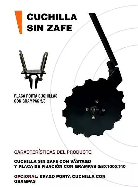 Cuchilla sin Zafe con Vástago y Placa de Fijación C/ Grampas - Agroads