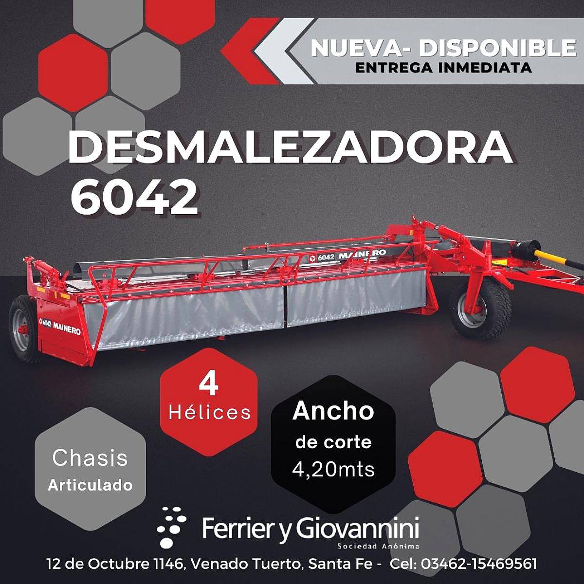 Desmalezadora Mainero 6042 4.2mts - Año: 2023 - Agroads
