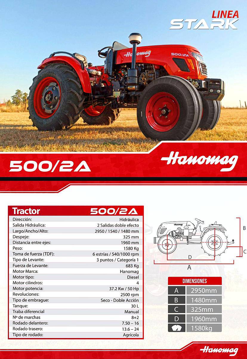 Tractor Hanomag 500/2a 50hp - Año: 2025 - Agroads