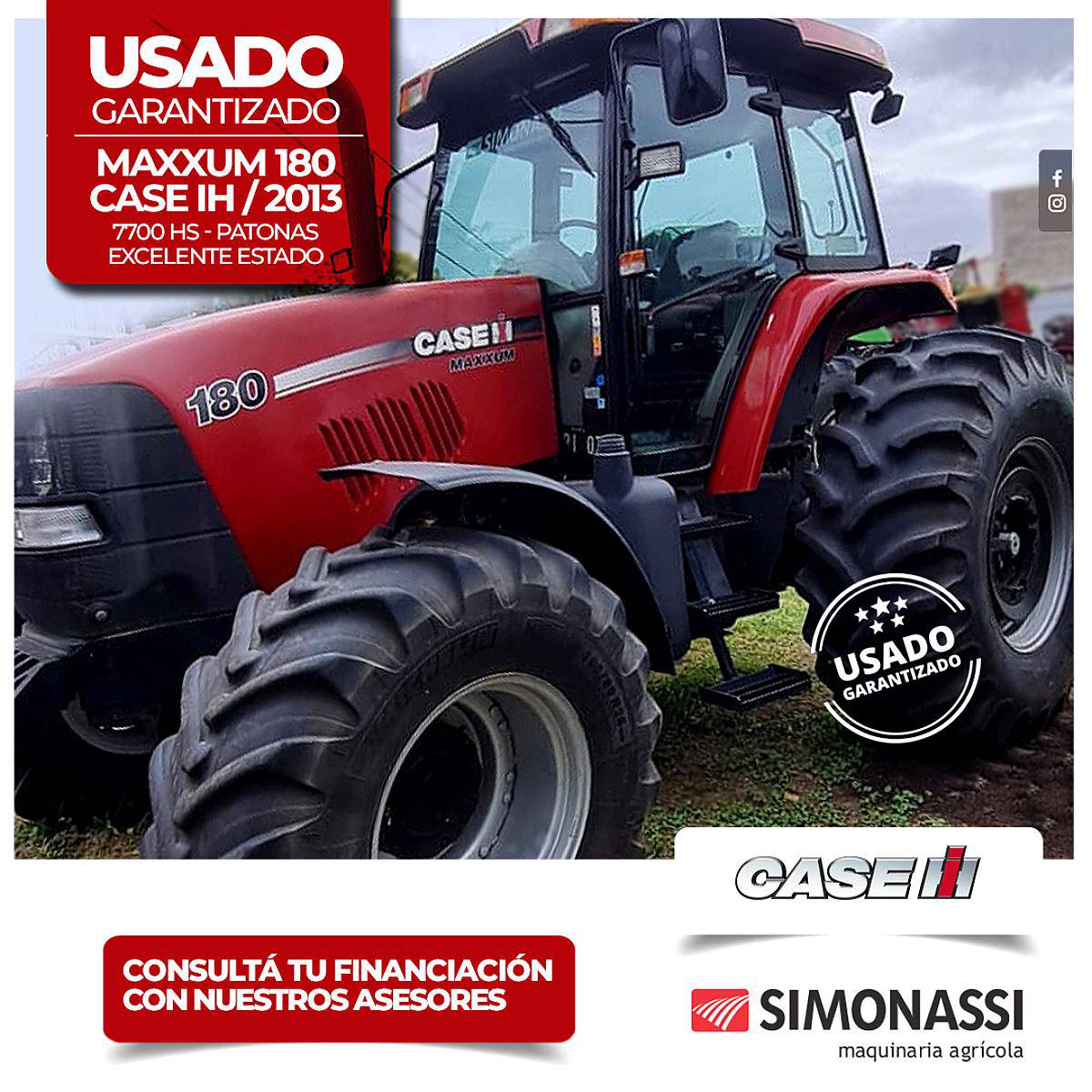 Tractor Maxxum 180 Case IH - Año: 2013 - u$s 140.000 - Agroads