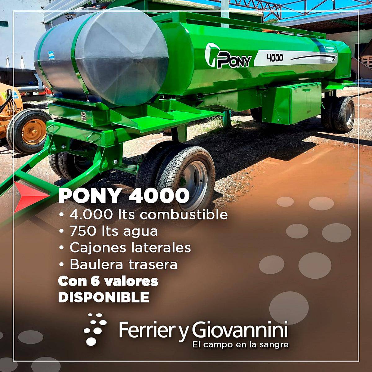 Pony de 4000 Lts Comb, 750 Lts Agua y Bauleras .disponible - Agroads
