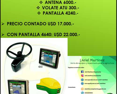 Piloto John Deere. Pantalla 4240. ATU 300. Antena 6000 Nuevo - Agroads