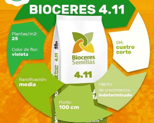 Semilla de Soja Bioceres 4.11 Fiscaliza - Semillero Bioceres - Agroads