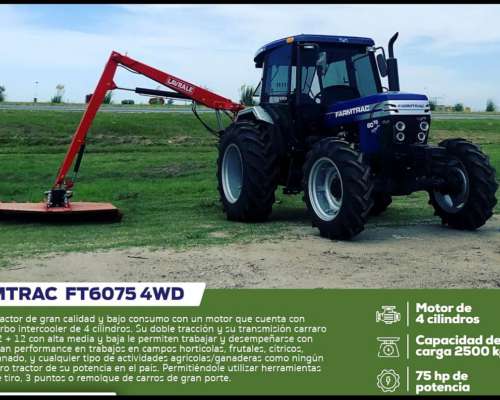Farmtrac FT6075 4wd. Transmisión Carraro. Motor LIC Ford - Agroads