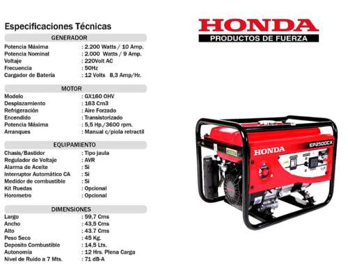 Generador Honda EP2500 CX - Agroads